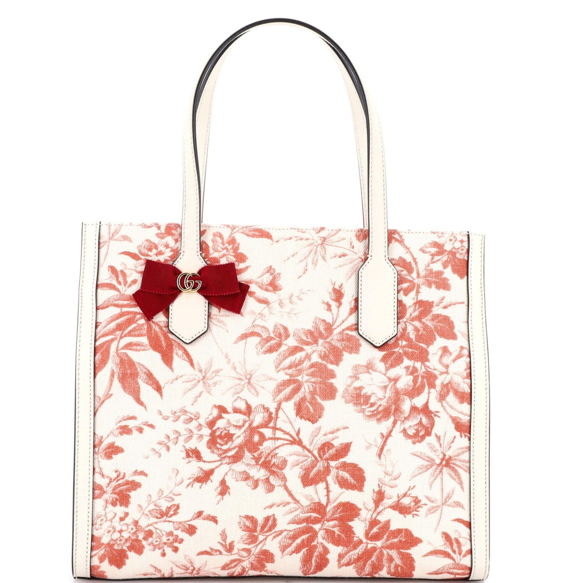 Click here for Pre-Owned Gucci Medium Gg Ribbon Tote Coated Print... prices