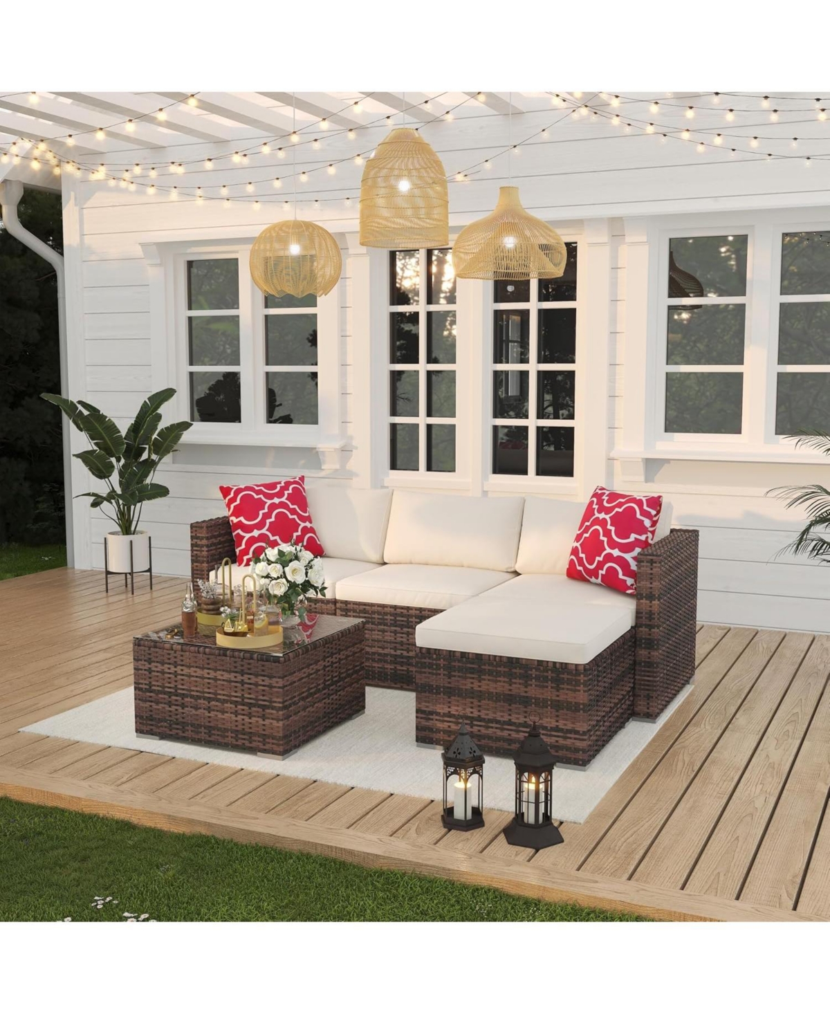 Click here for gaomon Adult 5 Piece Patio Furniture Set- Pe Ratta... prices