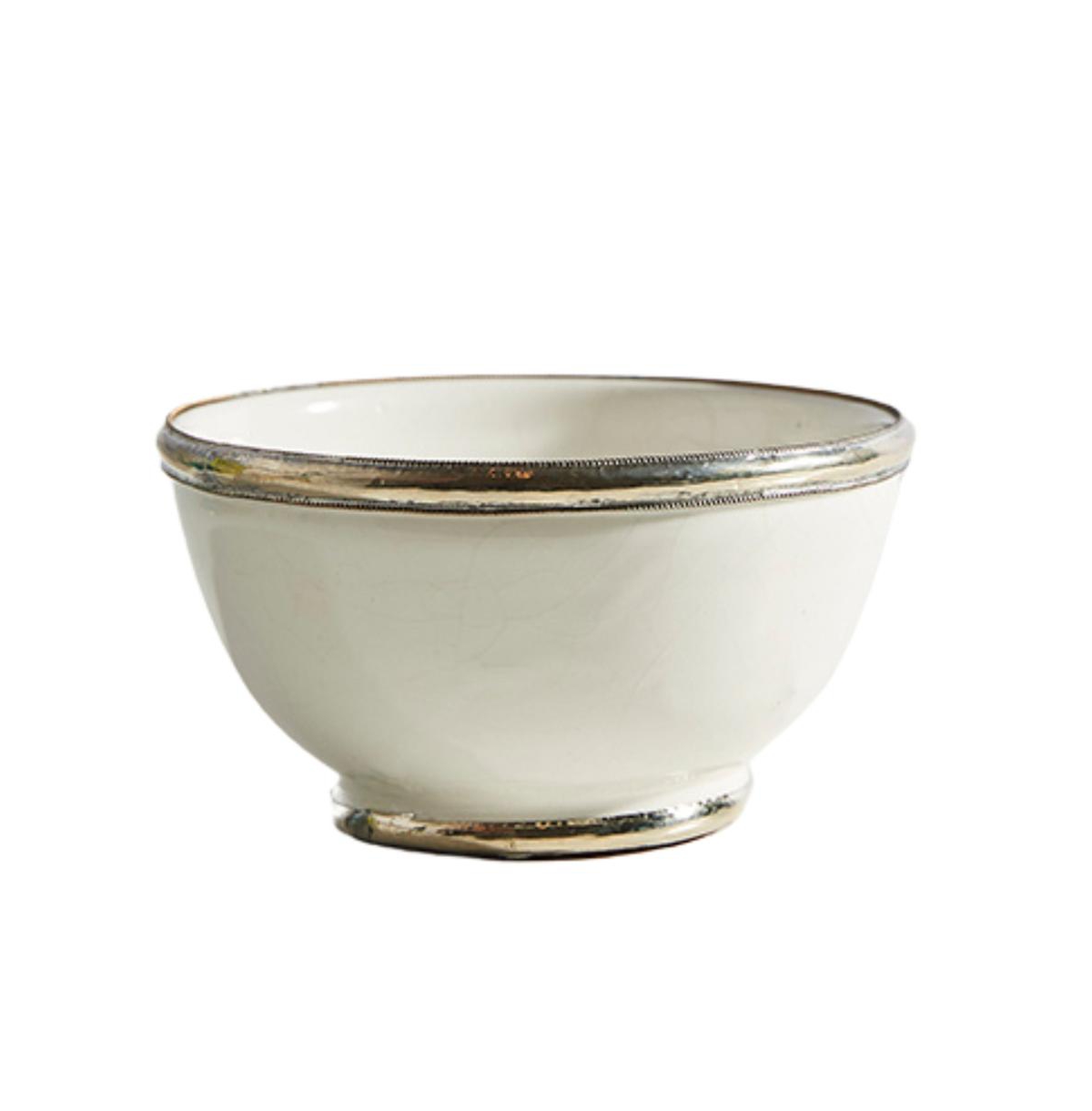Click here for Verve Culture Moroccan Silver Rimmed Bowl - White prices