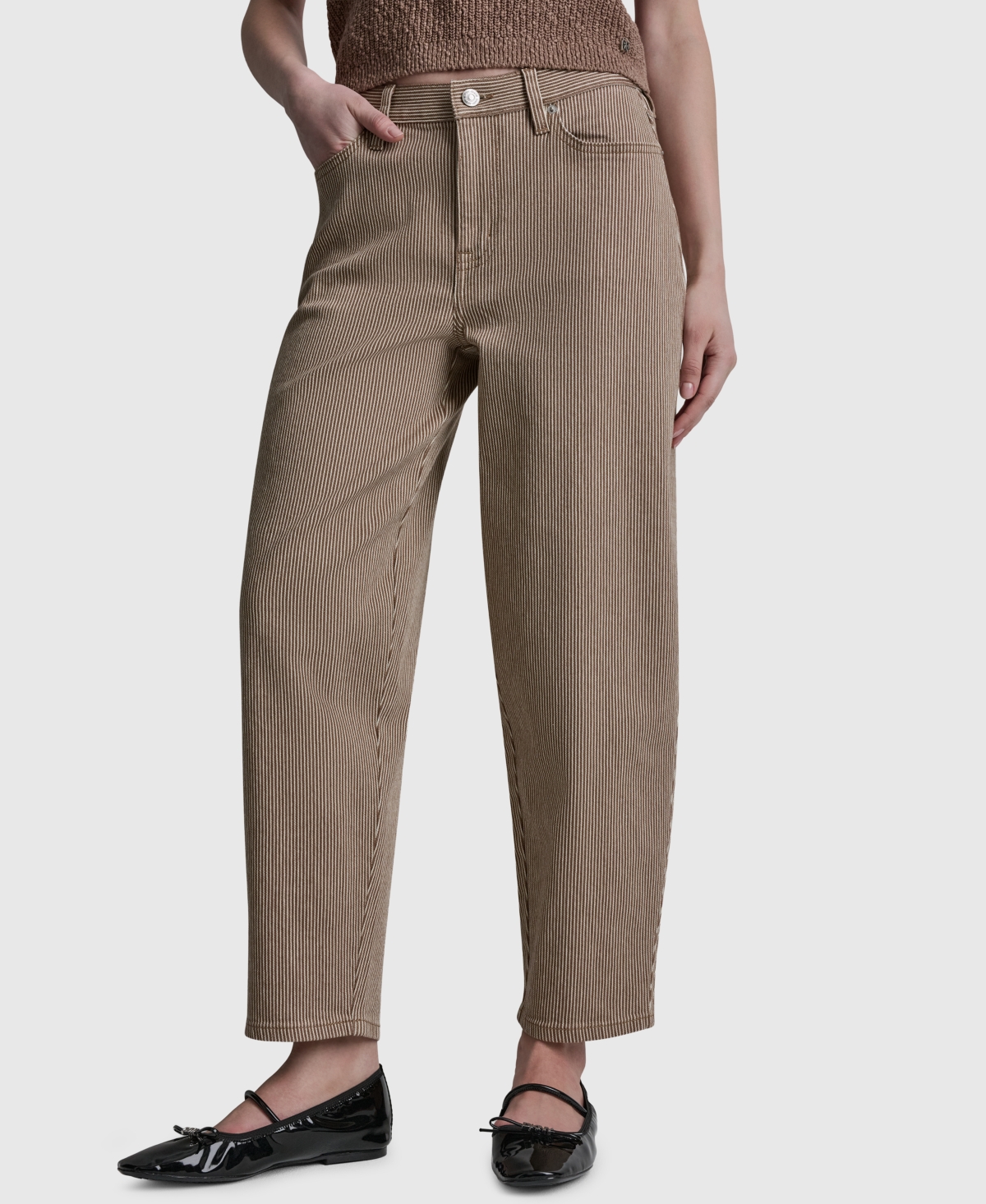 Click here for Dkny Jeans Womens Mid-Rise Striped Baby Barrel-Leg... prices