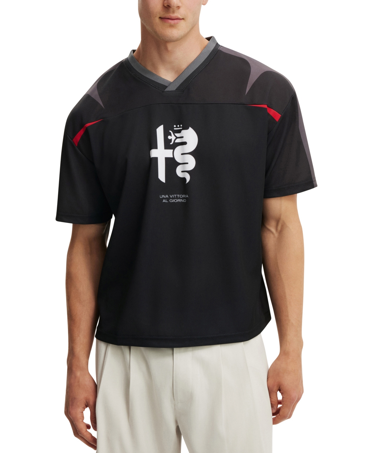 Click here for Cotton On Mens Alfa Romeo Football Jersey - Black prices