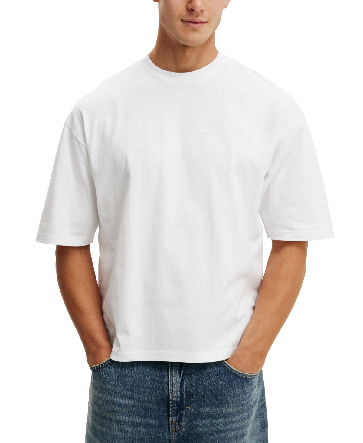 Click here for Cotton On Mens Cropped Modern-Fit T-Shirt - White prices