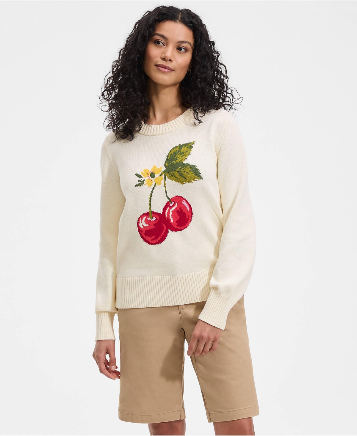 Click here for Lands End Womens Drifter Jacquard Sweater - Cherri... prices