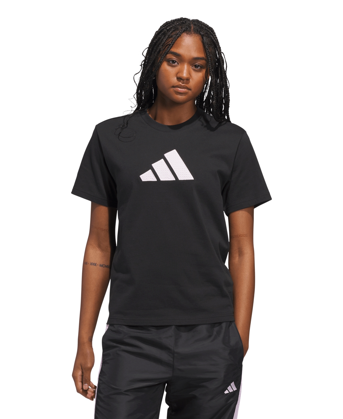Click here for adidas Womens Gingham Big Logo Graphic Crewneck Co... prices