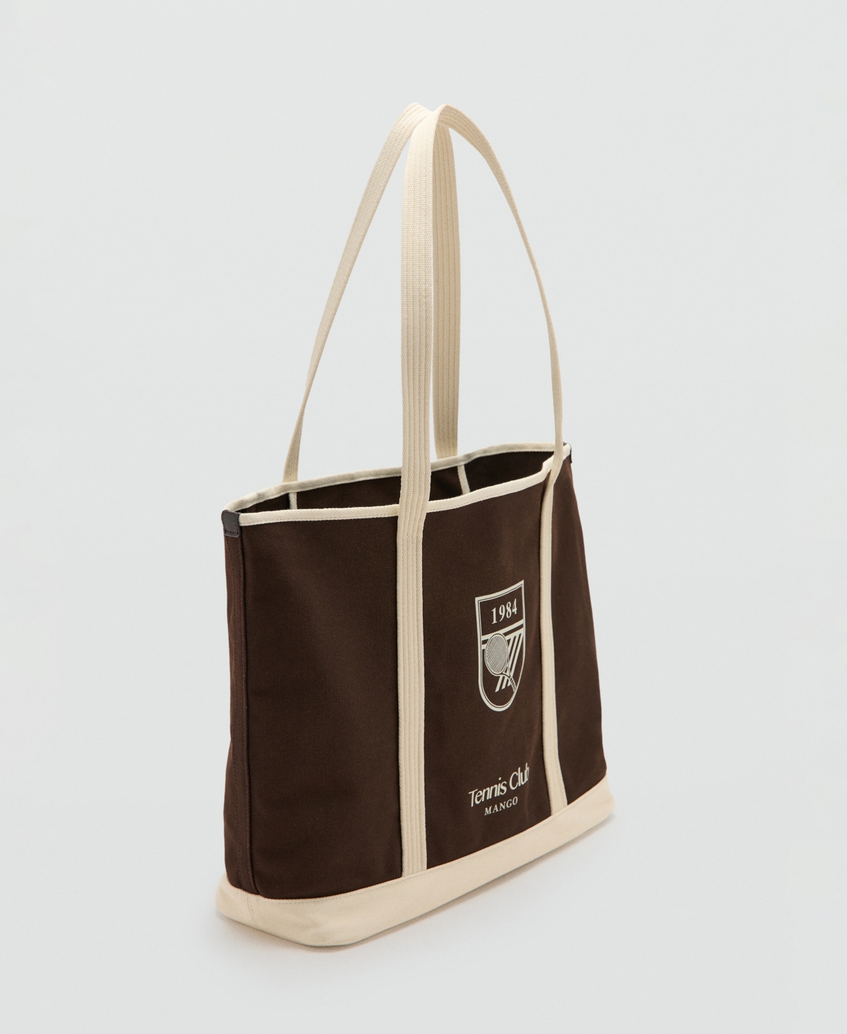 Click here for Mango Mens Embroidered Message Shopper Bag - Brown prices