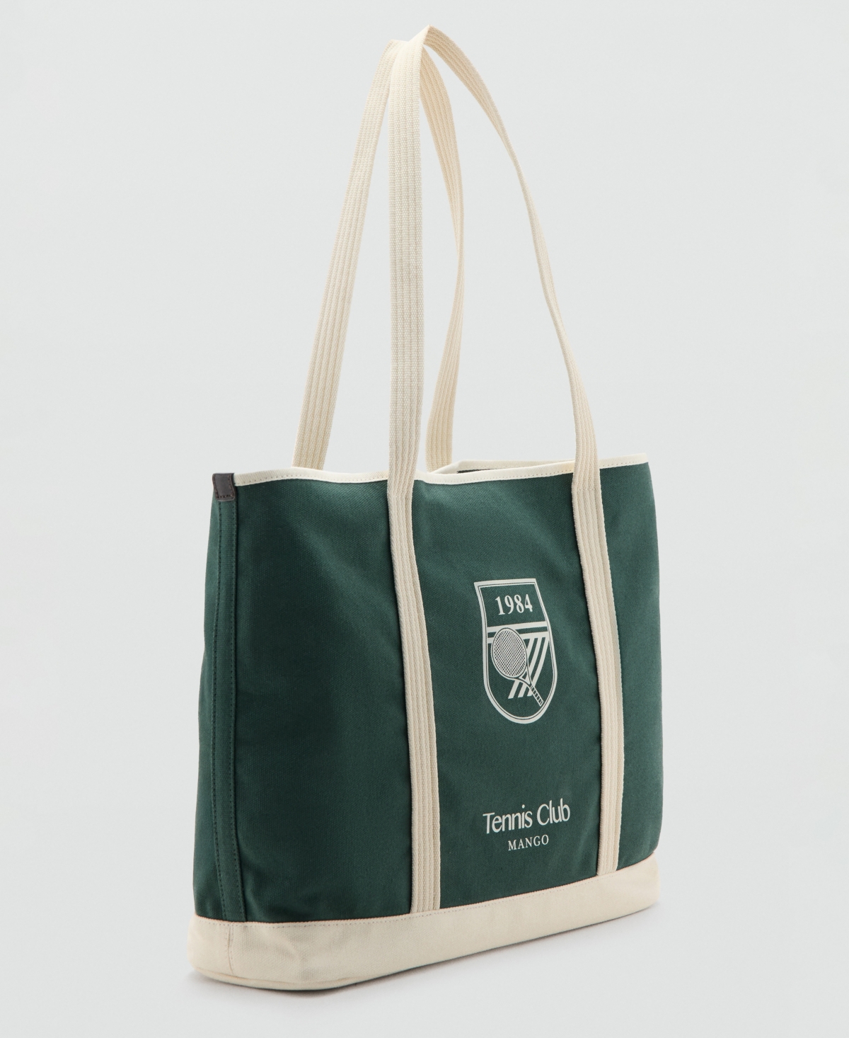 Click here for Mango Mens Embroidered Message Shopper Bag - Khaki prices