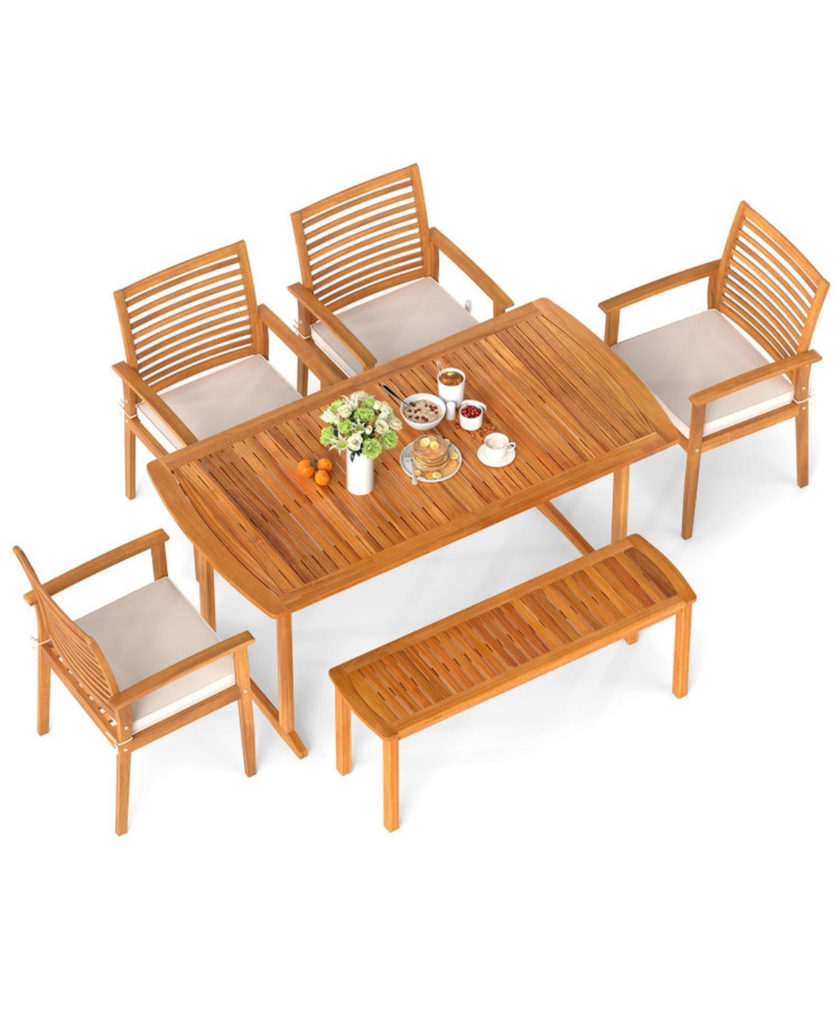 Click here for Sugift 6-Piece Outdoor Acacia Wood Dining Set with... prices