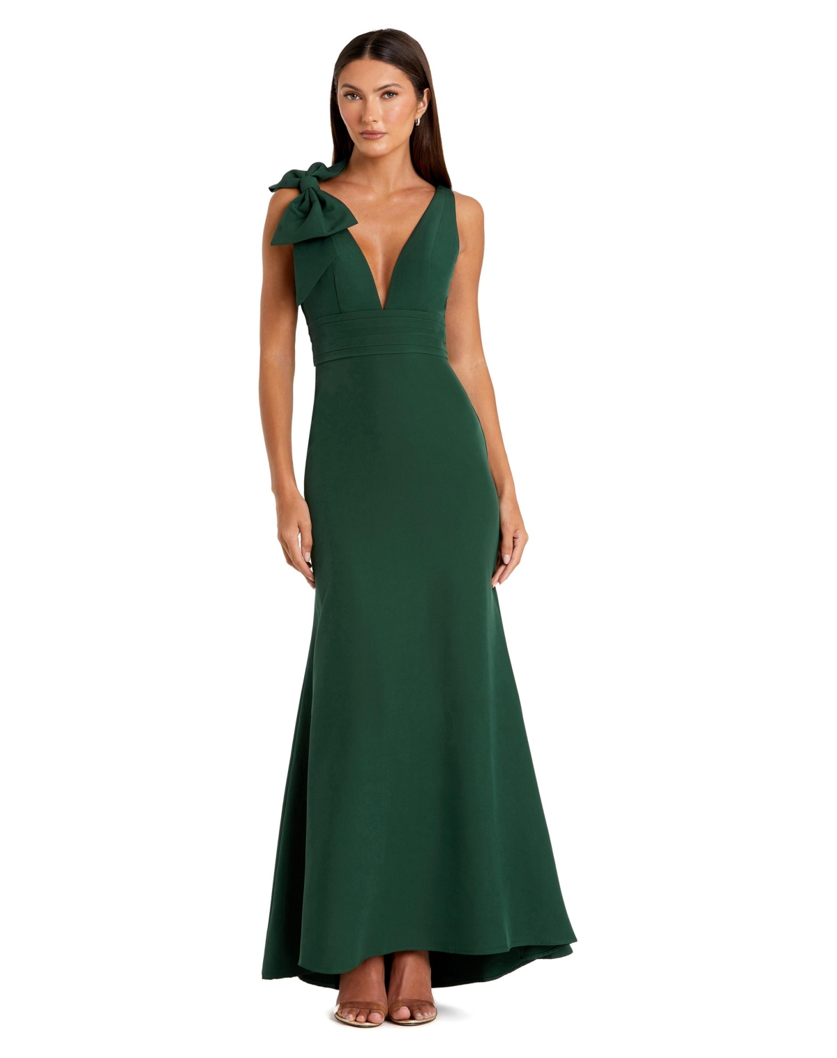 Click here for Mac Duggal Womens Petite Sleeveless V Neck Bow Det... prices