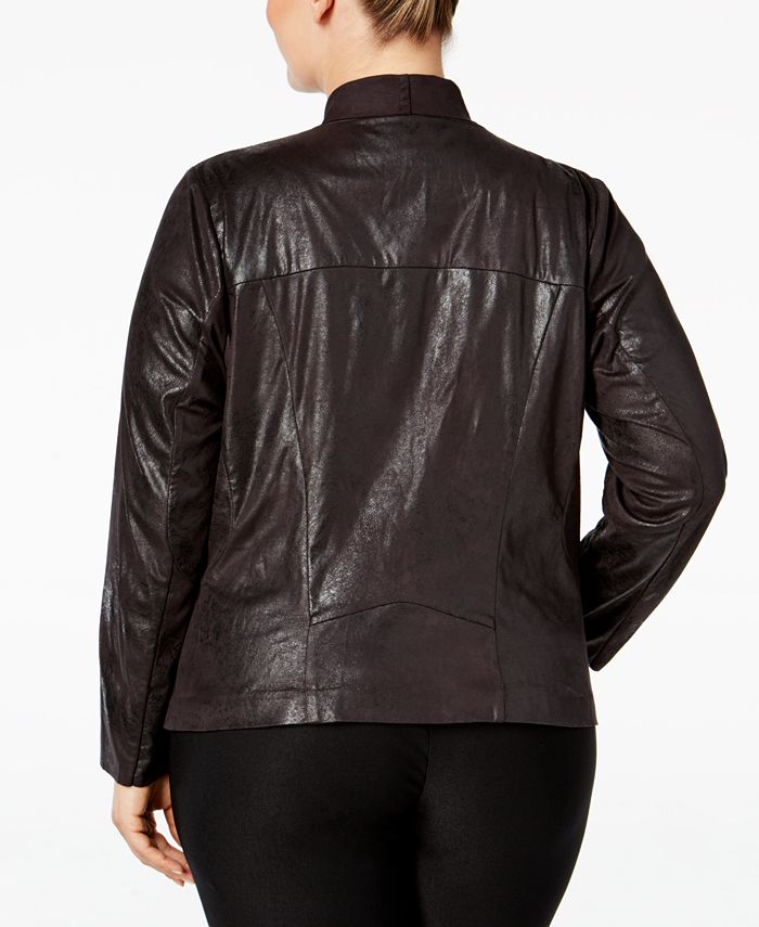 Calvin Klein Plus Size Distressed Flyaway Jacket - Macy's