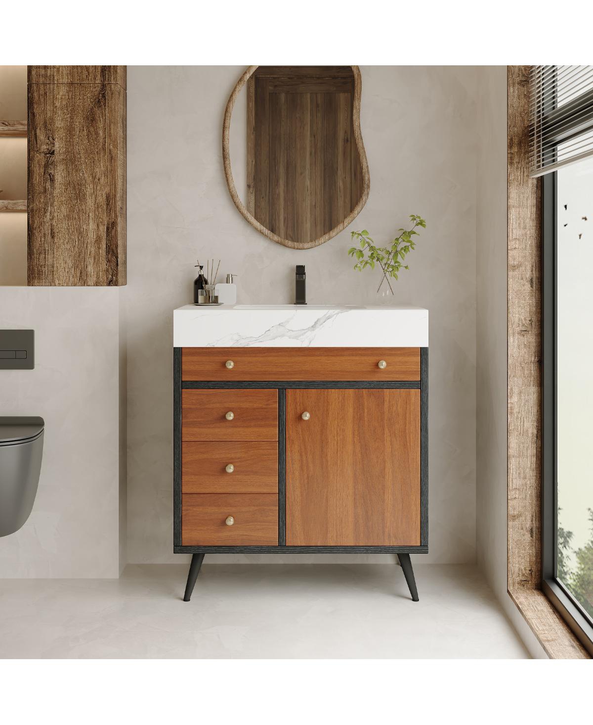 Click here for Sillysis 30 Inch Walnut Freestanding Bathroom Vani... prices