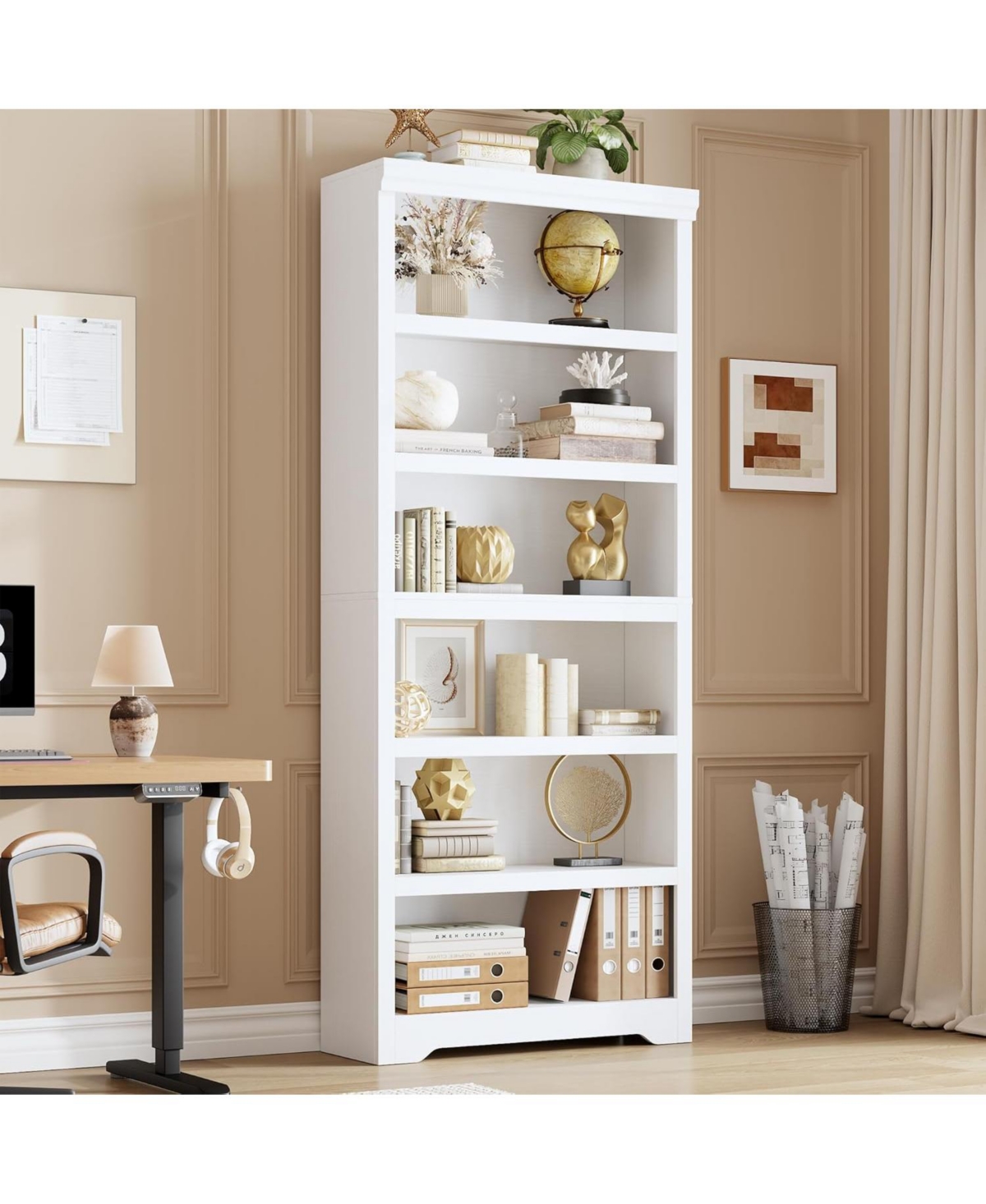 Click here for gaomon 6-Tier Farmhouse Bookshelf  75 Tall Open Bo... prices