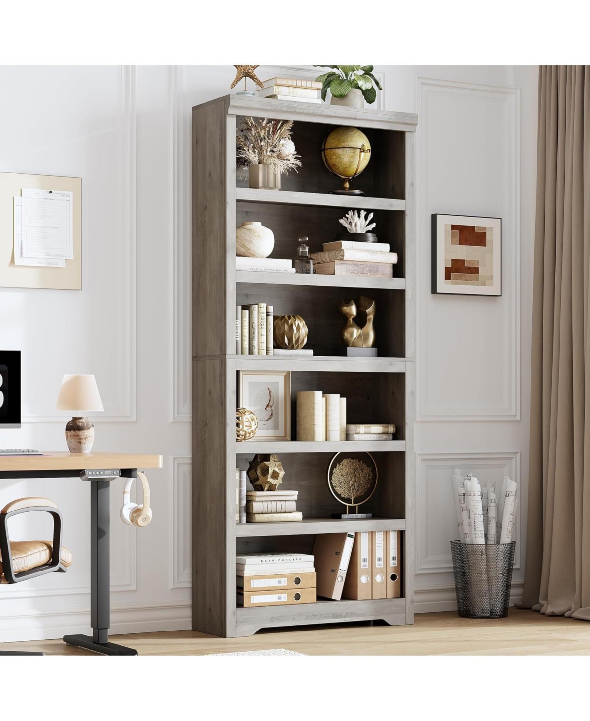 Click here for gaomon 6-Tier Farmhouse Bookshelf  75 Tall Open Bo... prices