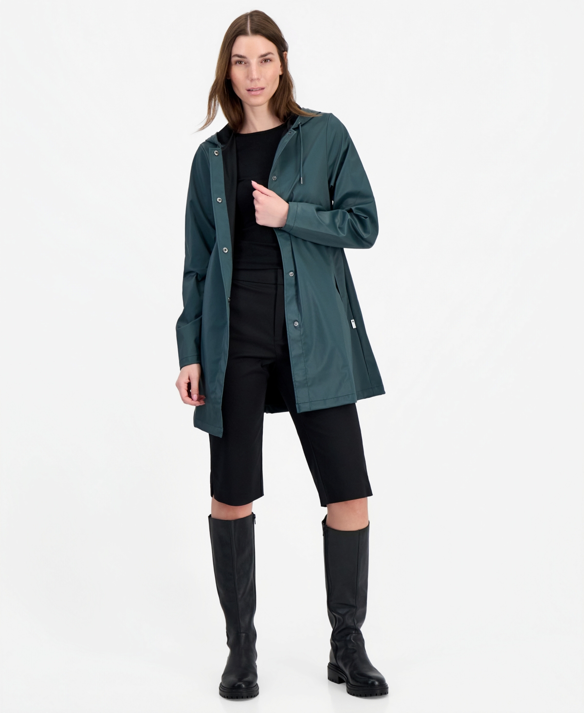 Click here for Rains Womens Hooded A-Line Rain Jacket - MYSTIQUE prices