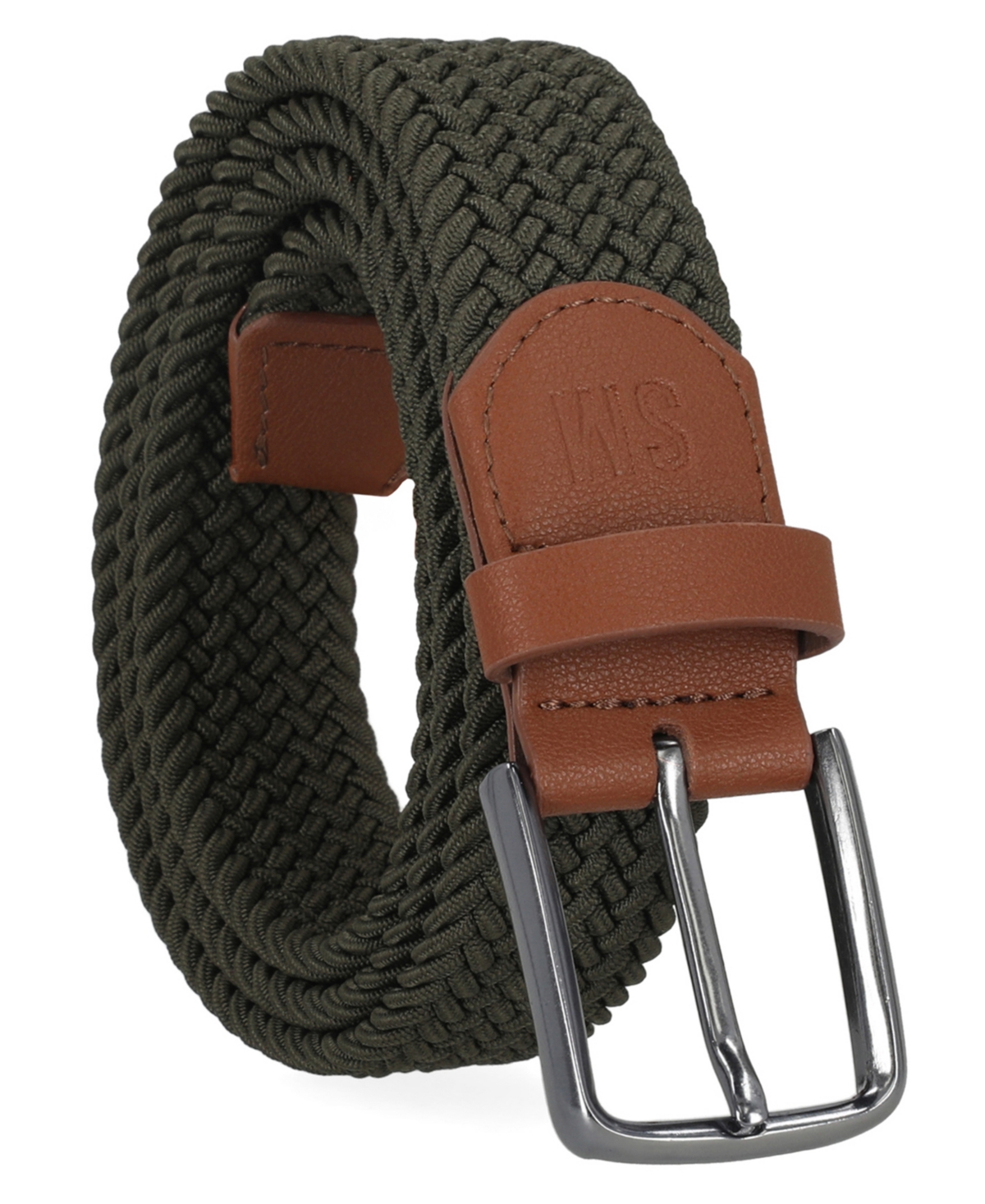 Click here for Steve Madden Mens Woven Elastic Belt - Olive Green prices
