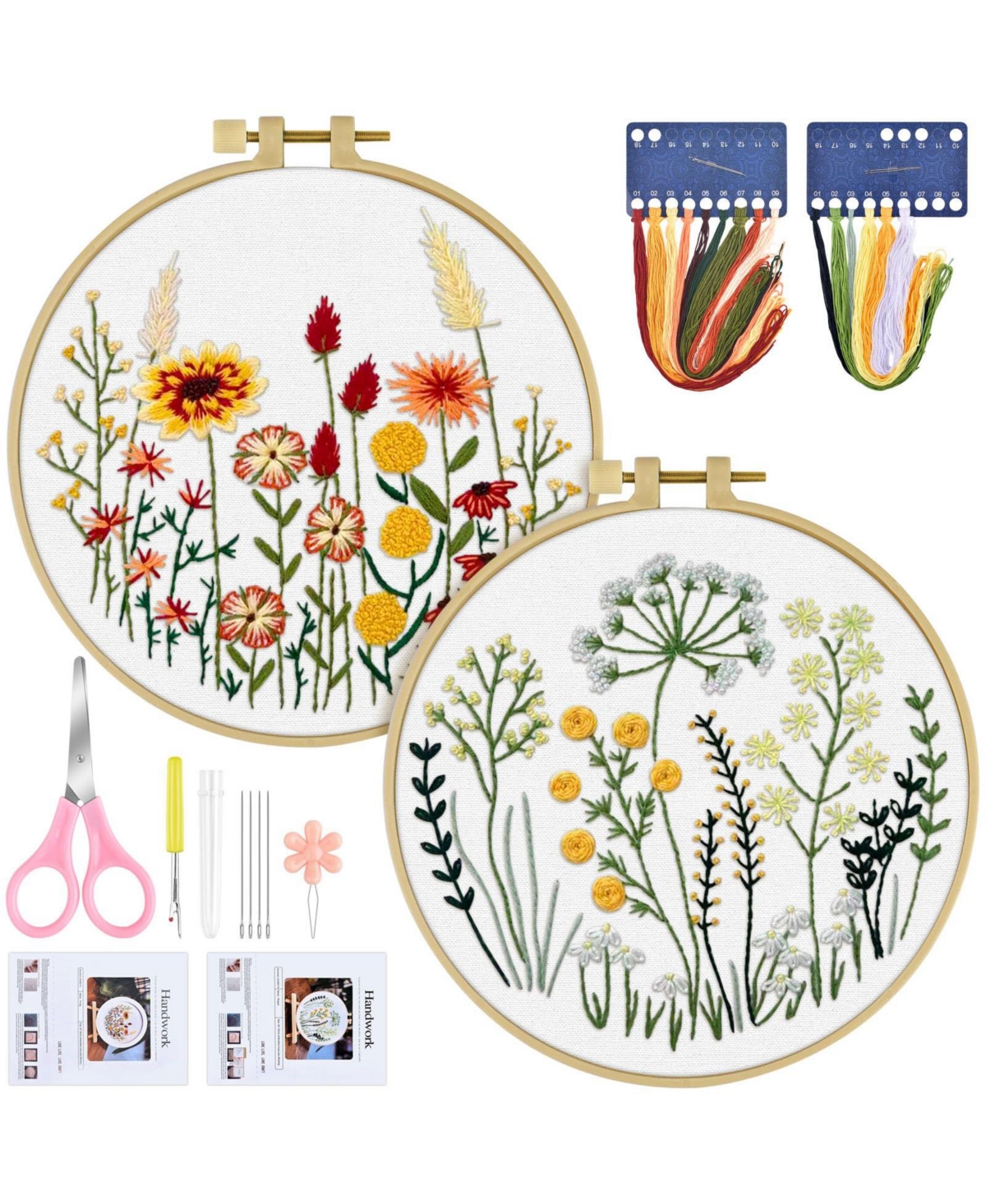 Click here for Gnuadz 2 Set Embroidery Kit Beginners Floral Cross... prices