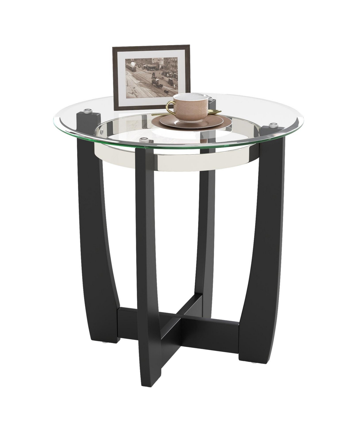 Click here for Slickblue Modern Round End Table with Glass Top an... prices