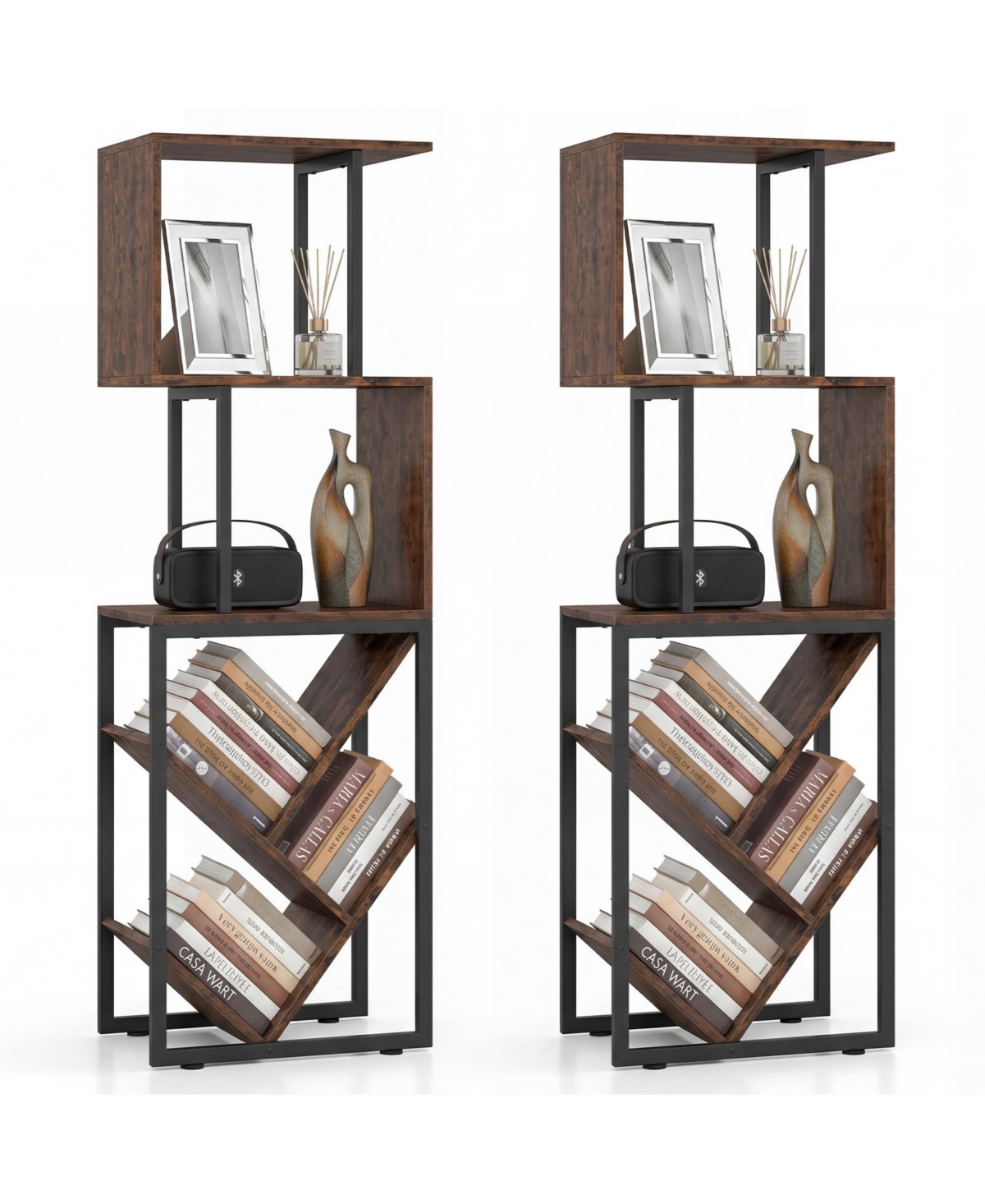 Click here for Gymax 2 Piece 6-Tier Bookshelf Industrial S-Shaped... prices