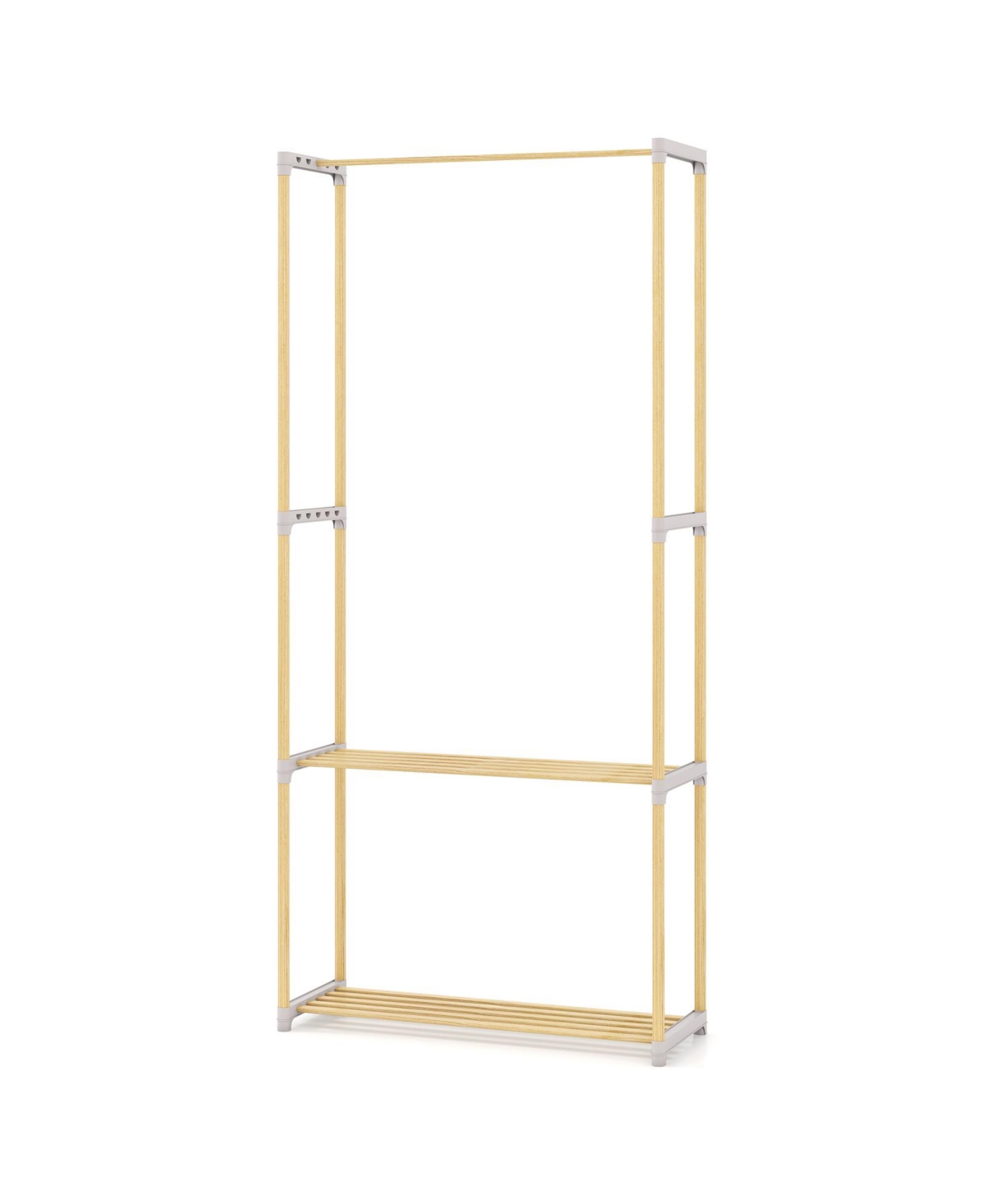 Click here for Slickblue Pine Wood Clothing Rack with Open 2 Tier... prices