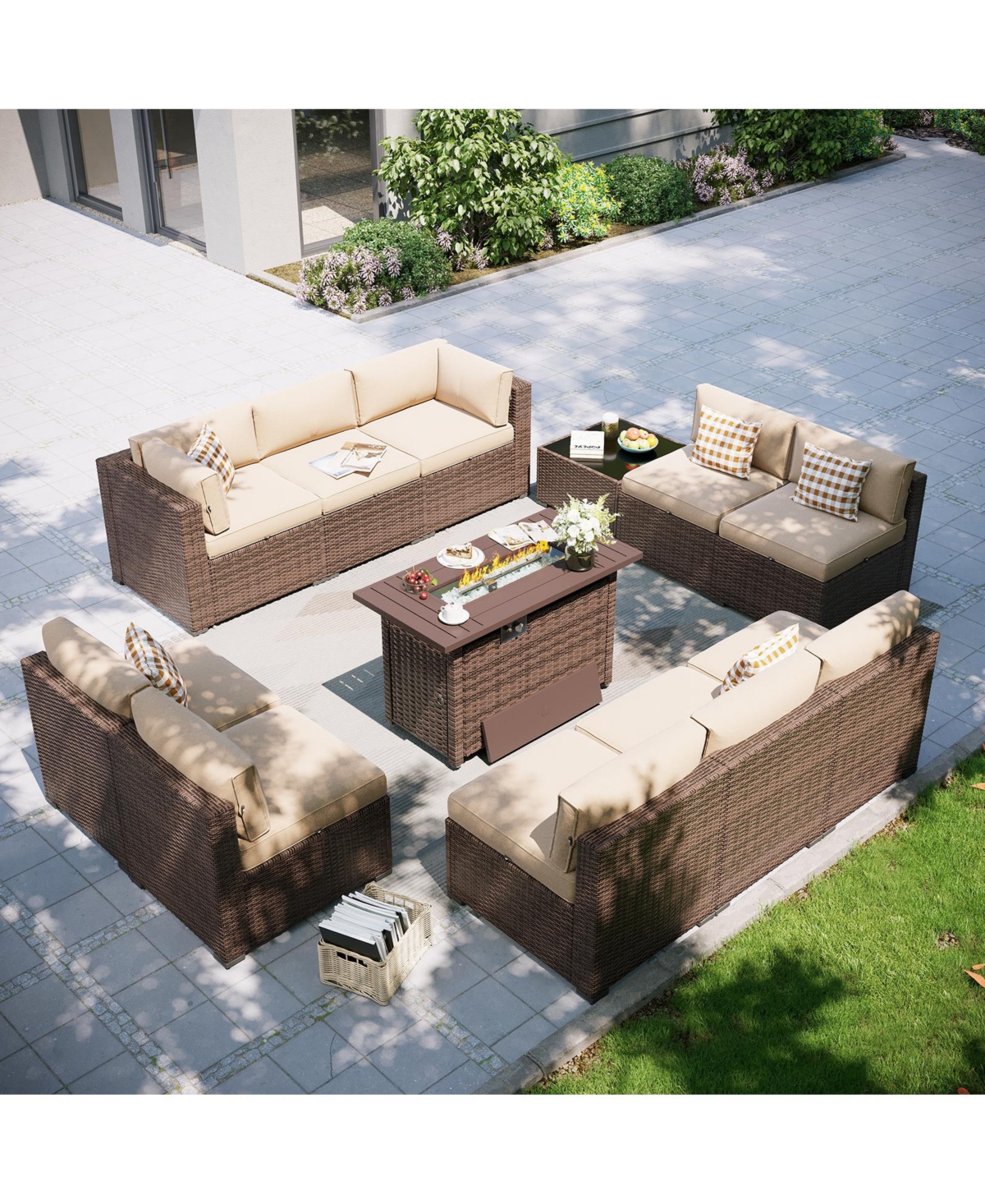 Click here for Aoxun 12-Piece Outdoor Brown Wicker Patio Conversa... prices