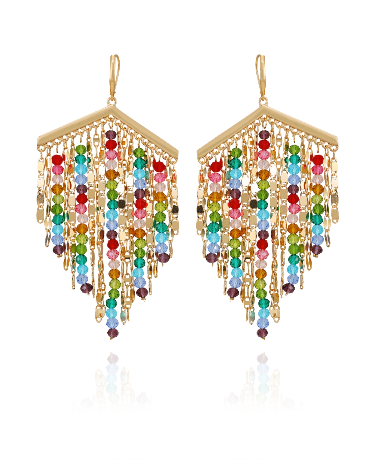 Click here for Guess Multi-Colored Beaded Fringe Linear Drop Earr... prices