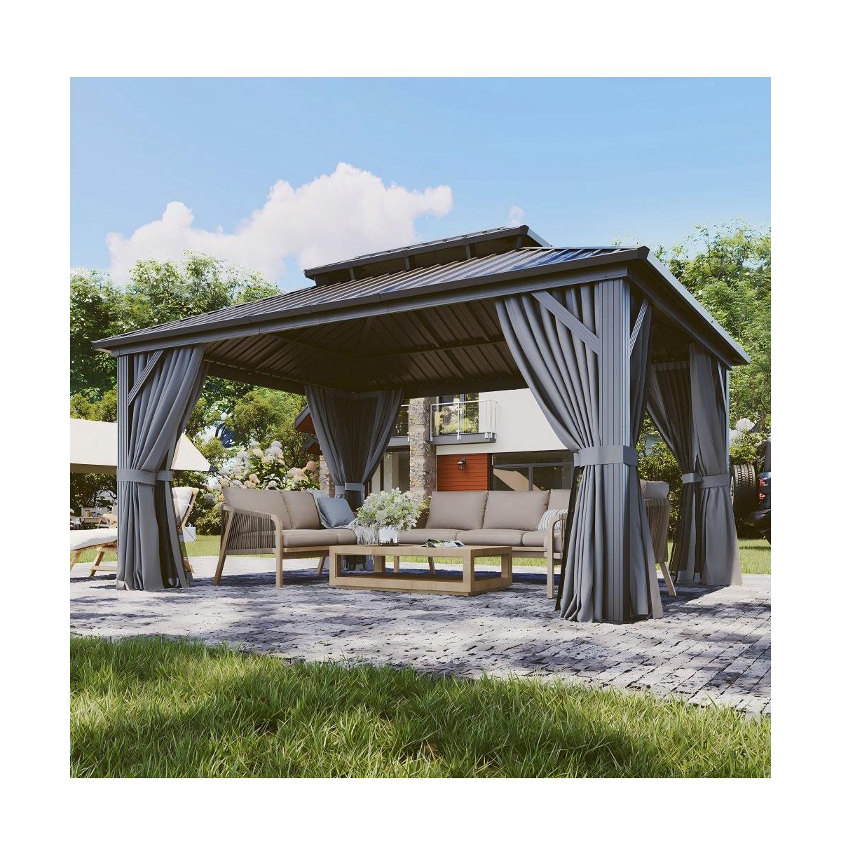 Click here for Hardtop Gazebo with Double Roof  Aluminum Frame an... prices