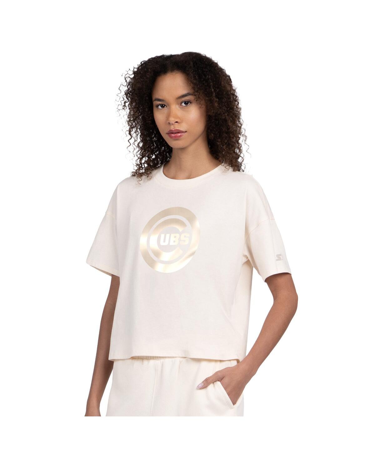 Click here for Starter Womens Cream Chicago Cubs Pastels Boxy Cro... prices