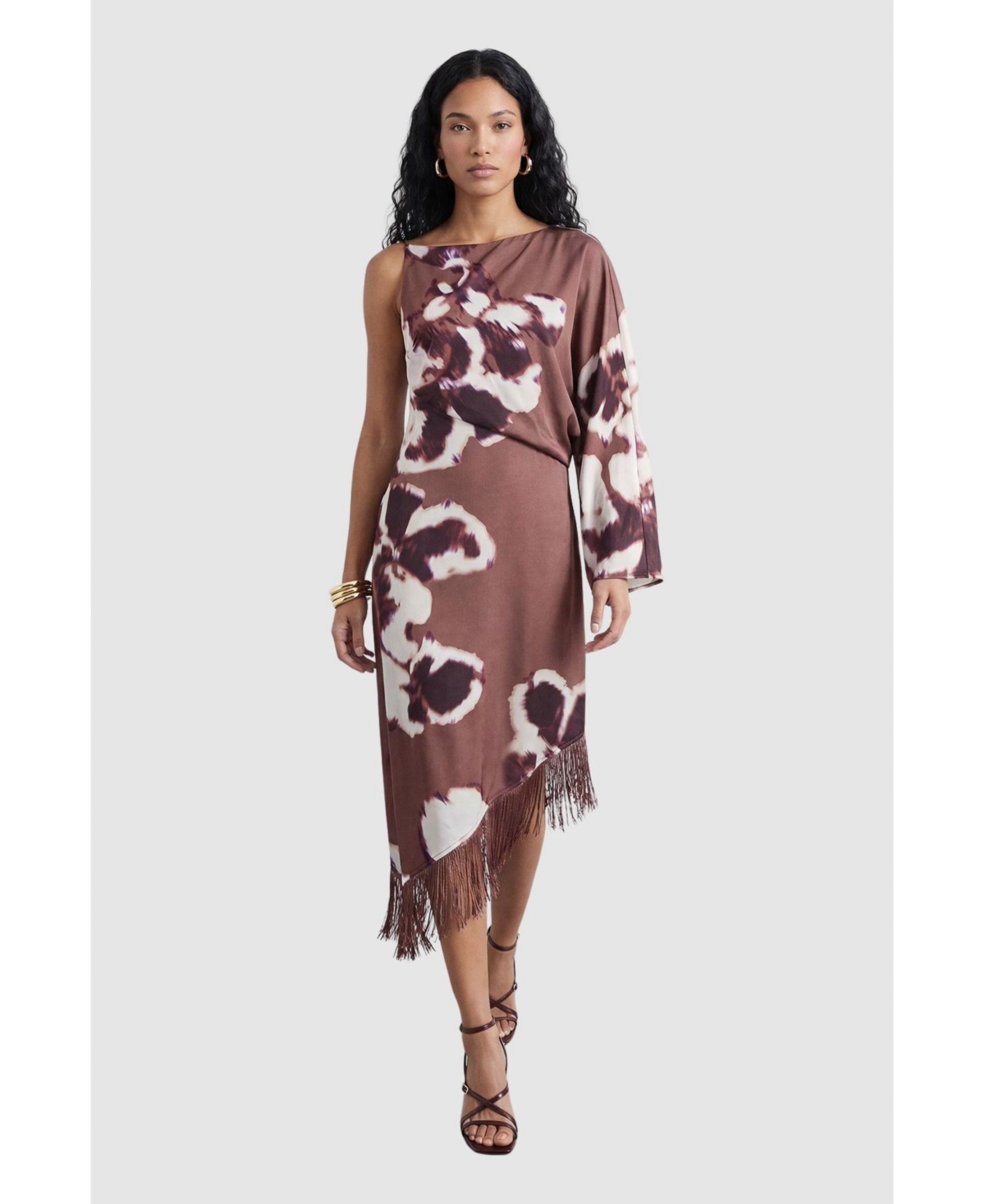 Click here for Warehouse Womens One Shoulder Satin Midi Dress - F... prices