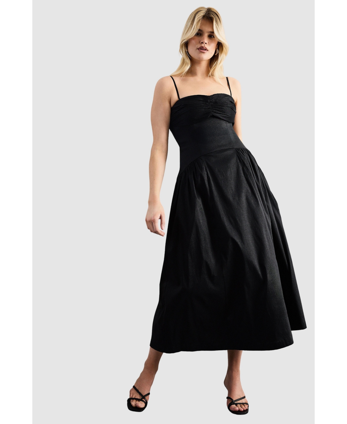 Click here for Warehouse Womens Dropped Waist Ruched Bust Midi Dr... prices