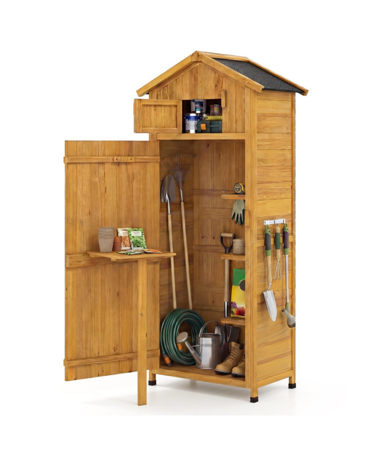 Click here for Gouun 70 in. Tall Fir Wood Garden Tool Storage Cab... prices
