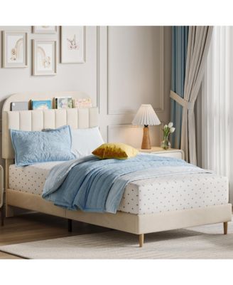 Click here for Homfan Upholstered Bed Frame With Bookcase Headboa... prices