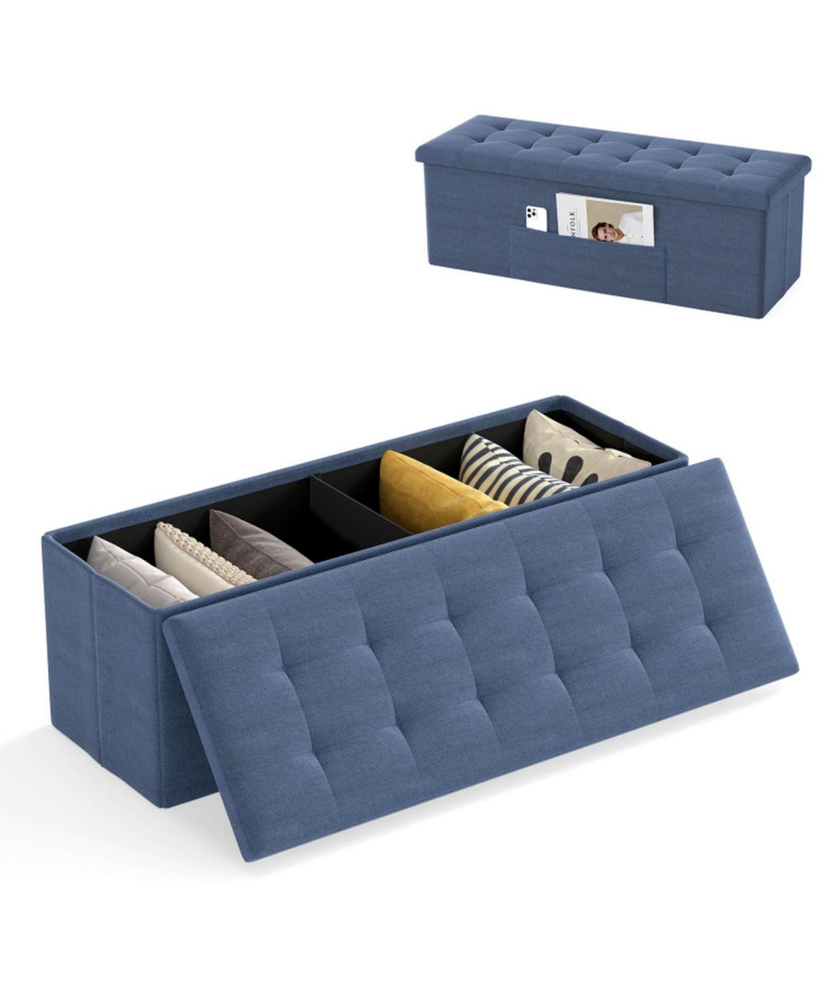 Click here for Gouun 43 in Folding Storage Ottoman Bench with Pad... prices