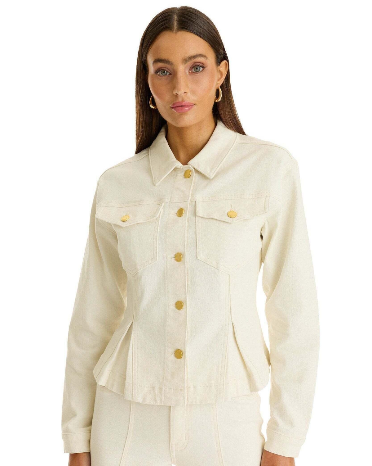 Click here for The Noli Shop Womens Bethanie Denim Jacket - Ivory prices