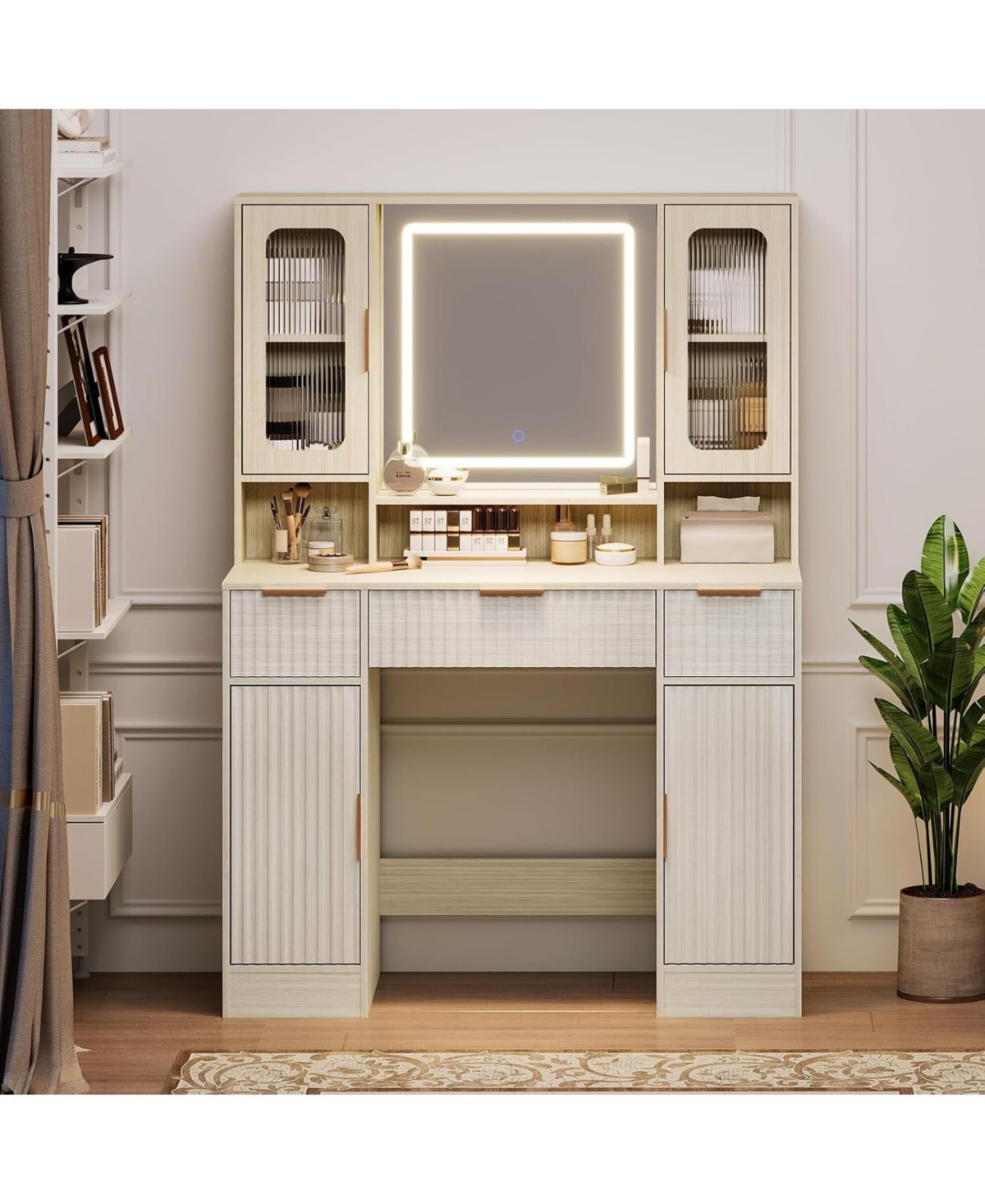 Click here for Homfan Vanity Desk with Mirror and Adjustable Led... prices