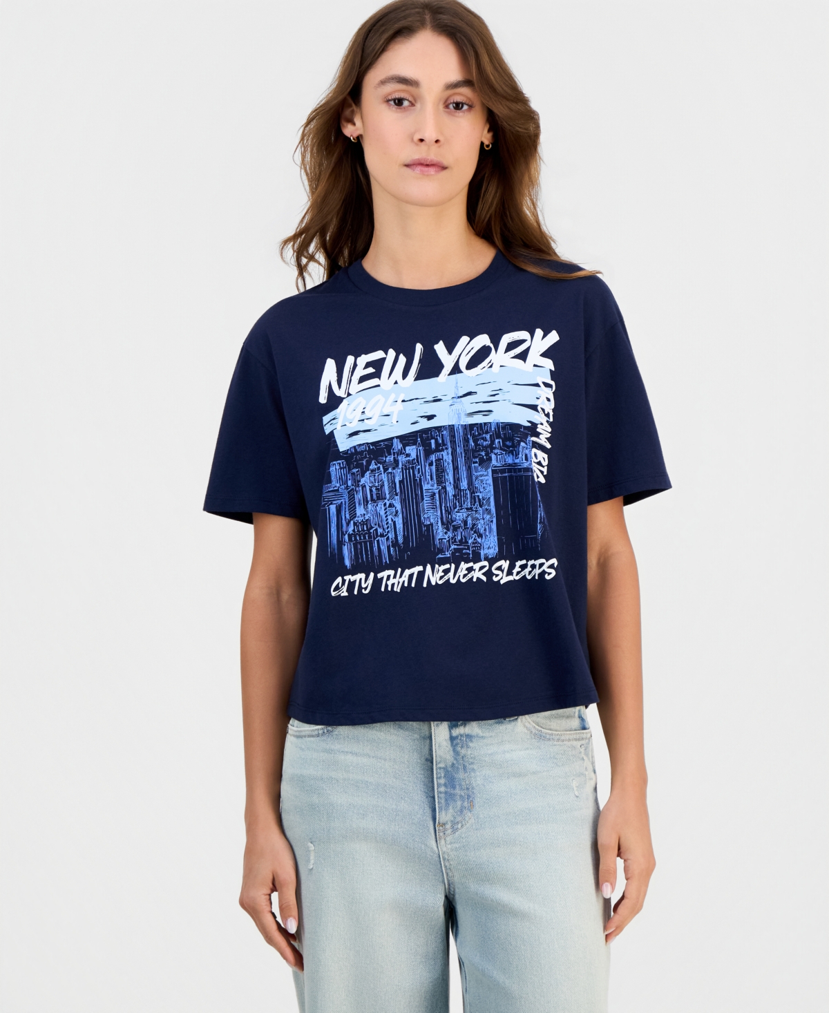 Click here for Rebellious One Juniors New York Skyline Graphic Cr... prices