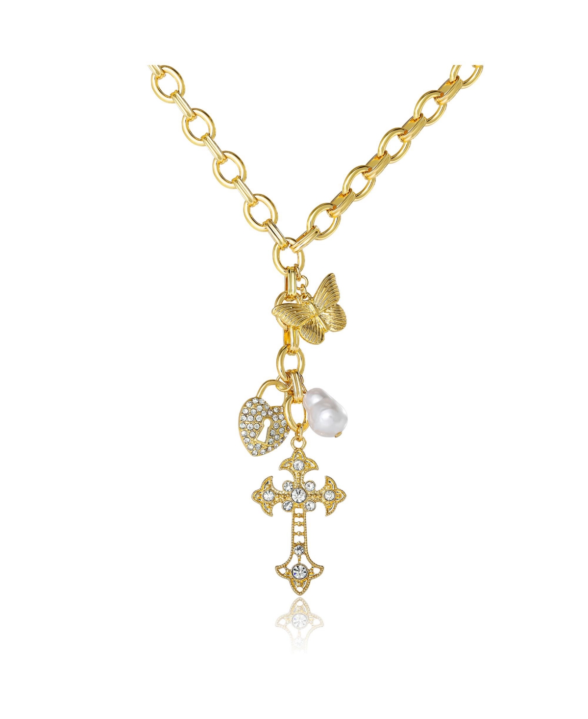 Click here for Jessica Simpson Gold-Tone Charm Link Necklace with... prices