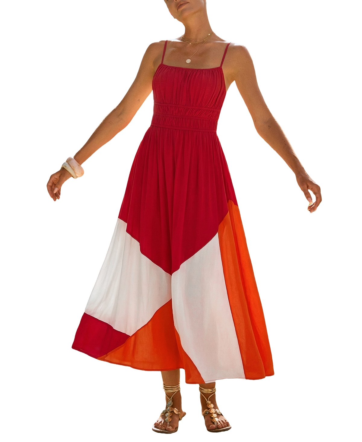 Click here for Cupshe Womens Sunny Honey Colorblock Maxi Beach Dr... prices