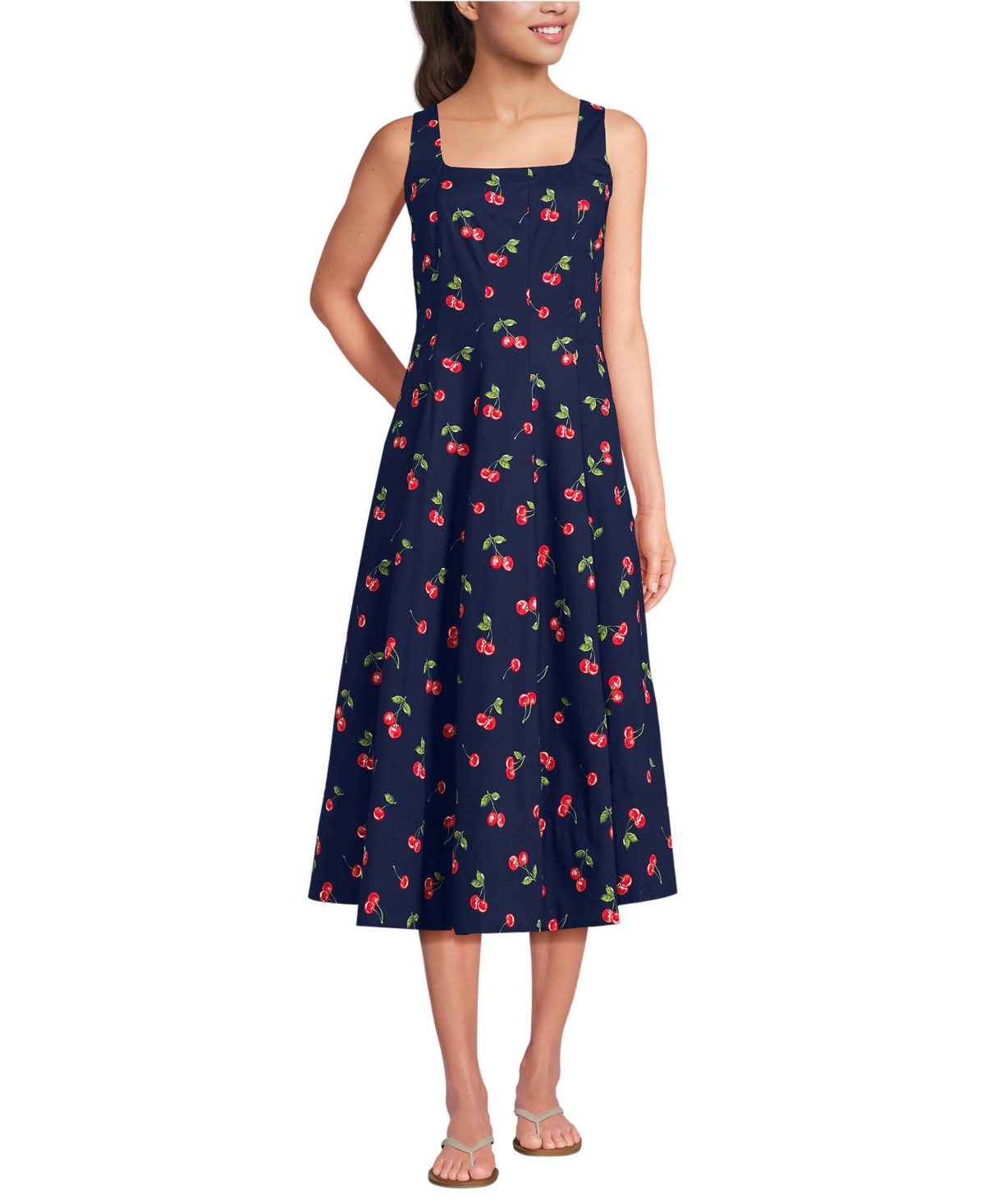 Click here for Lands End Womens Princess Seamed Cotton Poplin Mid... prices