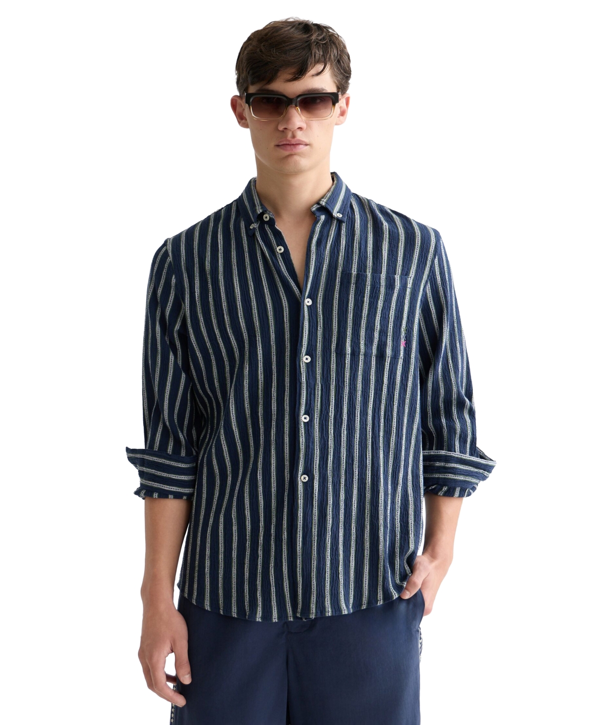 Click here for Scotch & Soda Mens Striped Regular-Fit Shirt - Gar... prices