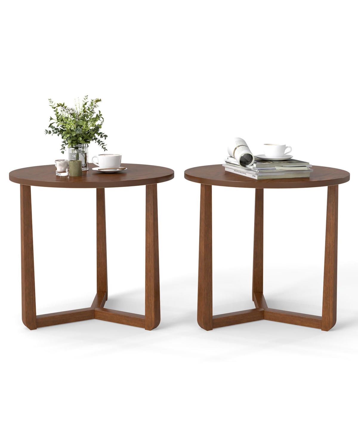 Click here for Gymax 2 piece Round Side Table w/Sturdy Rubber Woo... prices