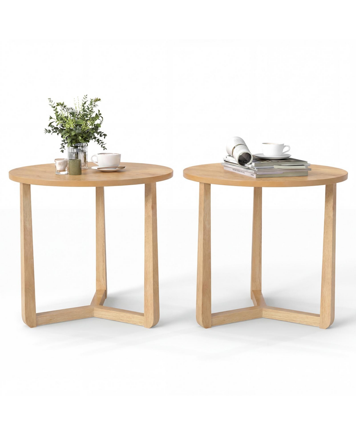 Click here for Gymax 2 piece Round Side Table w/Sturdy Rubber Woo... prices