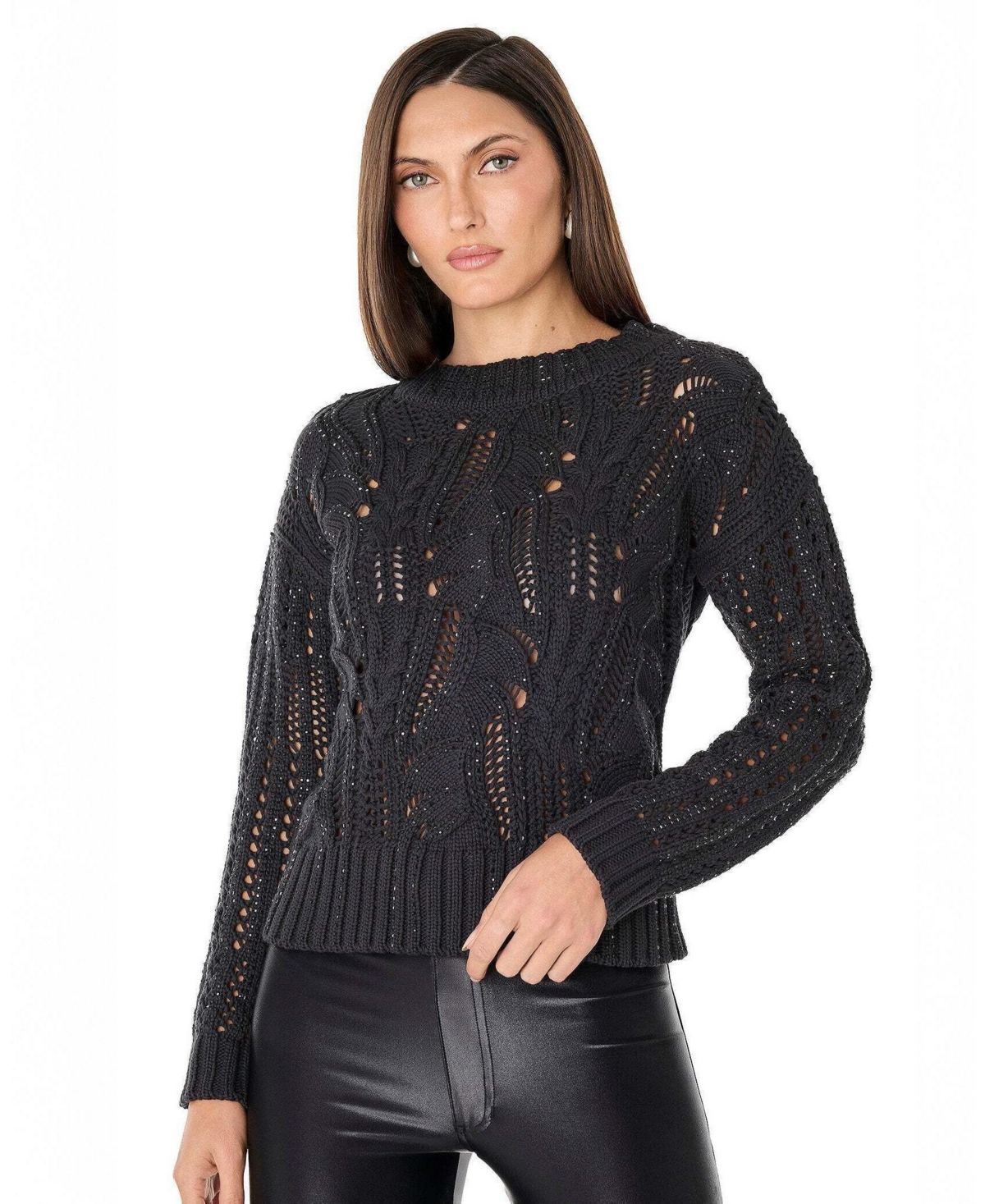 Click here for The Noli Shop Womens Elea Crystal Knit Sweater - B... prices