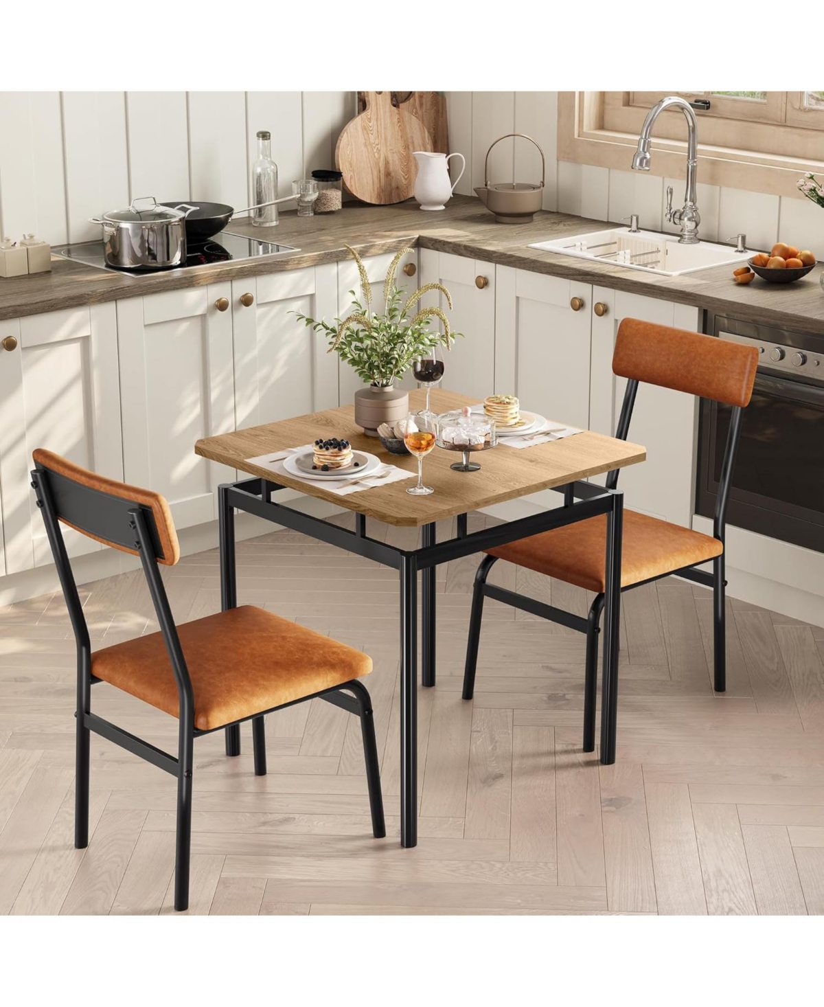 Click here for gaomon 3-Piece Metal Frame Dining Table Set with 2... prices