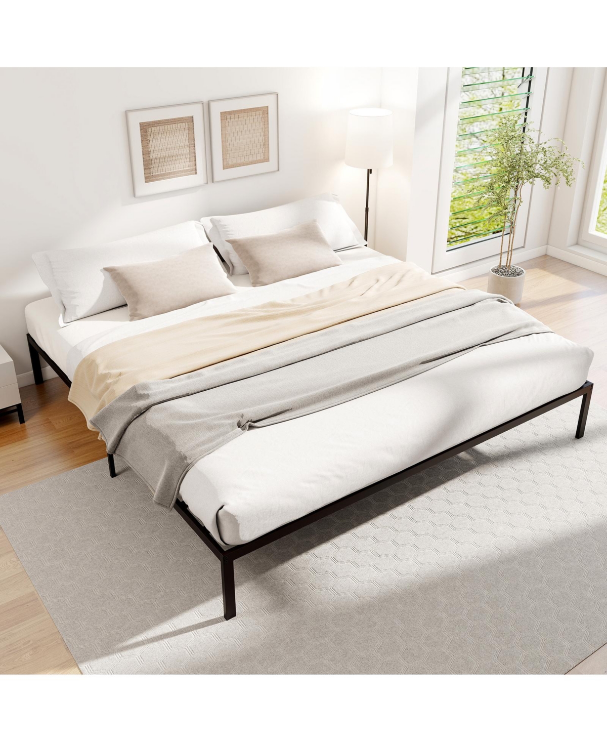 Click here for Gymax King Size Metal Bed Frame Heavy Duty Support... prices
