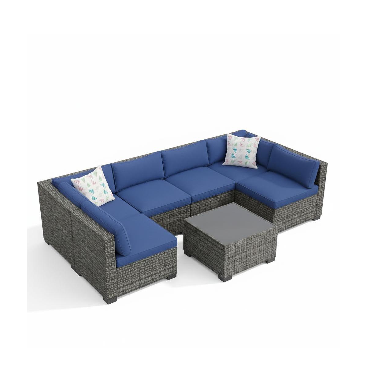 Click here for homfan 7-Piece Outdoor Sectional Set with Pe Ratta... prices