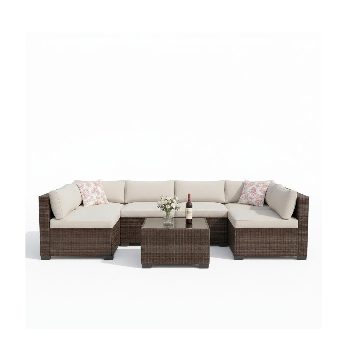 Click here for homfan 7-Piece Outdoor Sectional Set with Pe Ratta... prices