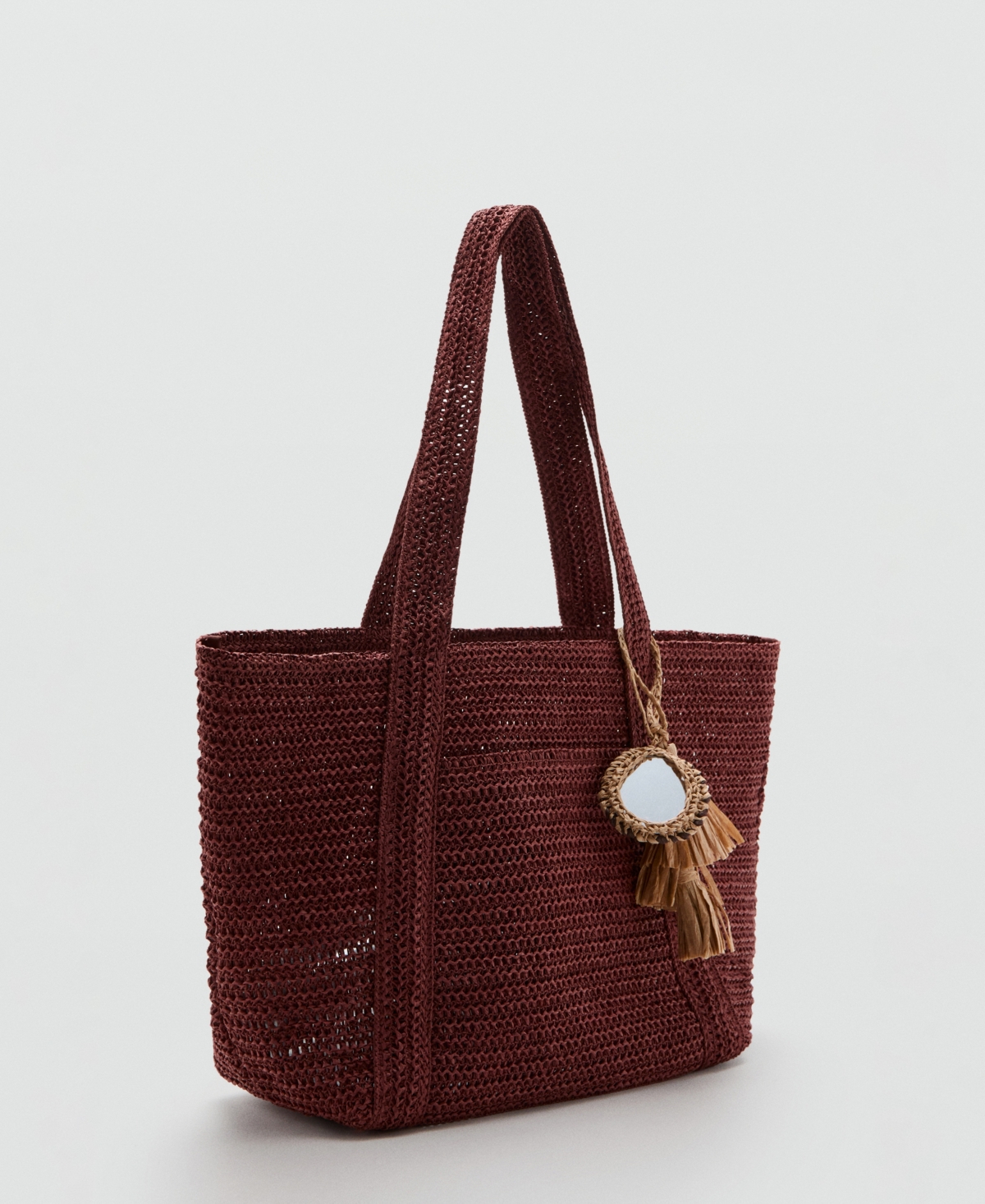 Click here for Mango Womens Natural-Fiber Tote Bag - Burgundy prices