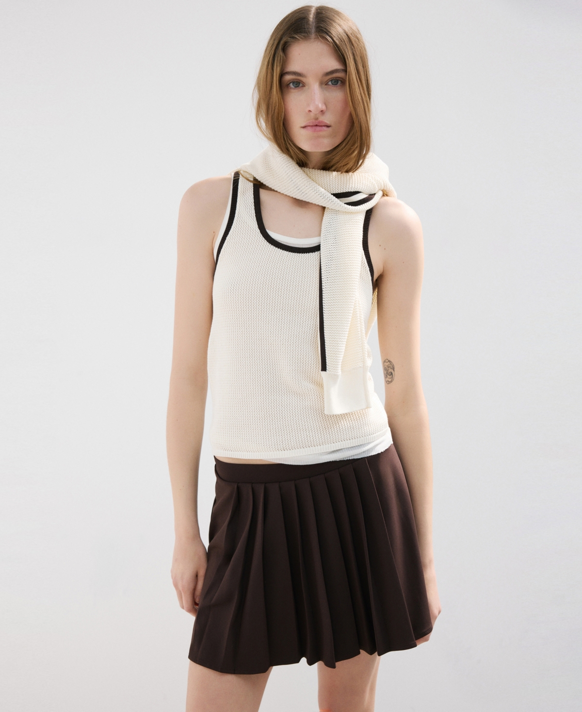 Click here for Mango Womens Contrasting Trim Strappy Top - Ecru prices