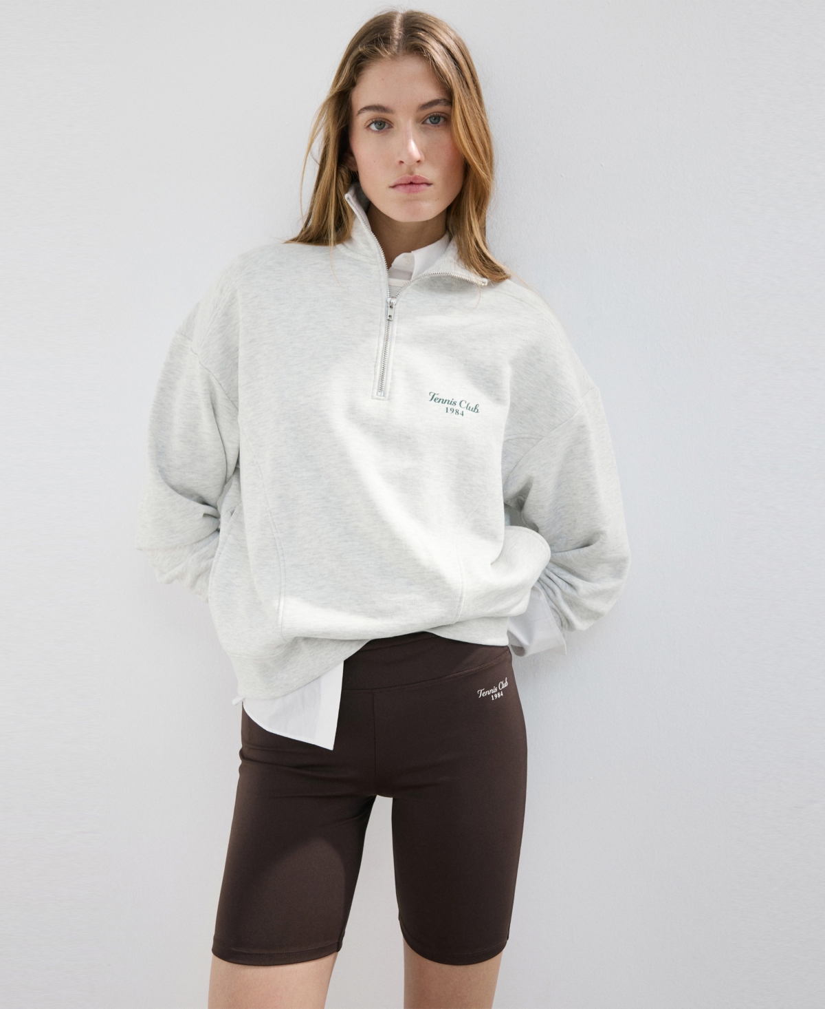 Click here for Mango Womens Printed Message Legging Shorts - Brow... prices