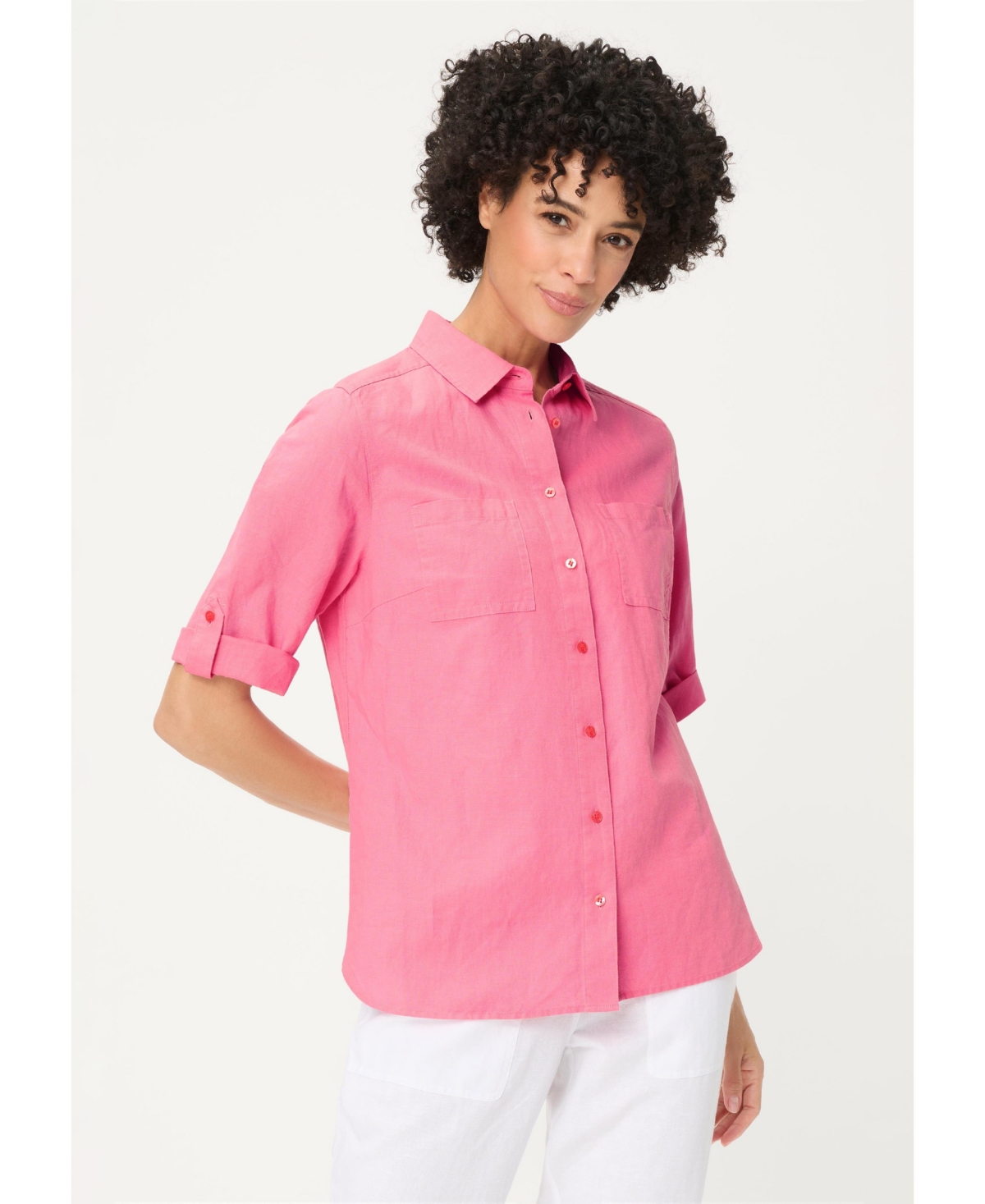 Click here for Olsen Womens Linen-Cotton Shirt - Raspberry prices