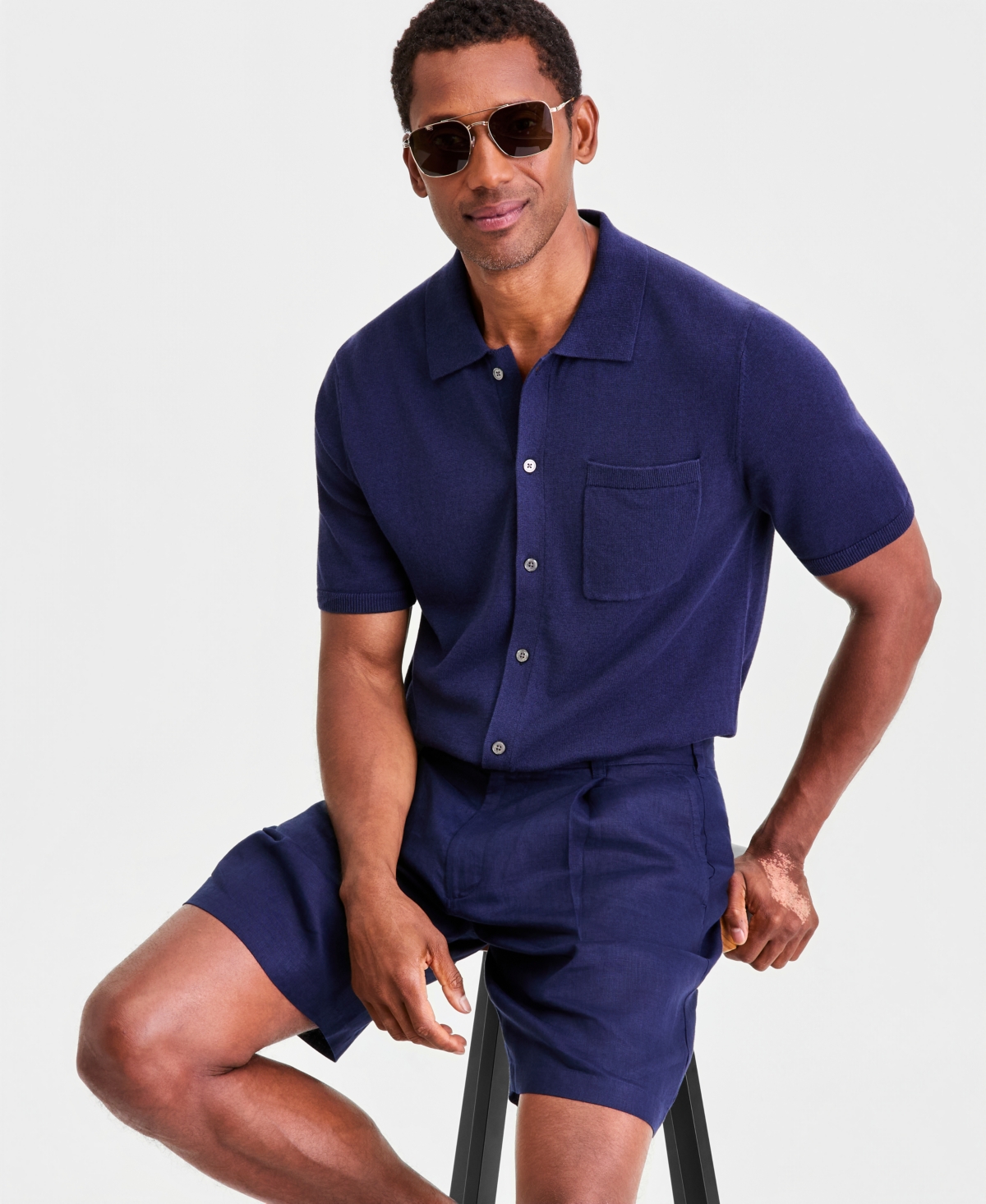 Click here for Club Room Mens Short-Sleeve Linen and Cotton Butto... prices